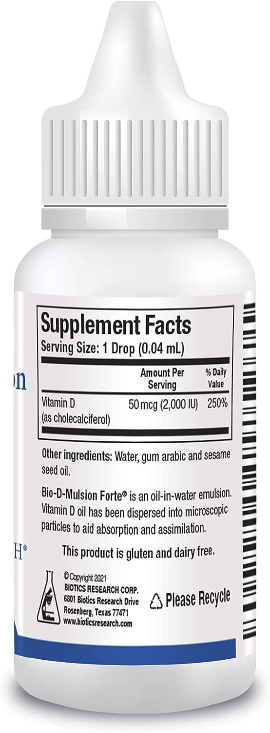 Biotics Research Bio D Mulsion Forte Vitamin D3 Liquid Drops 50 | Optimal Absorption for Bone ...