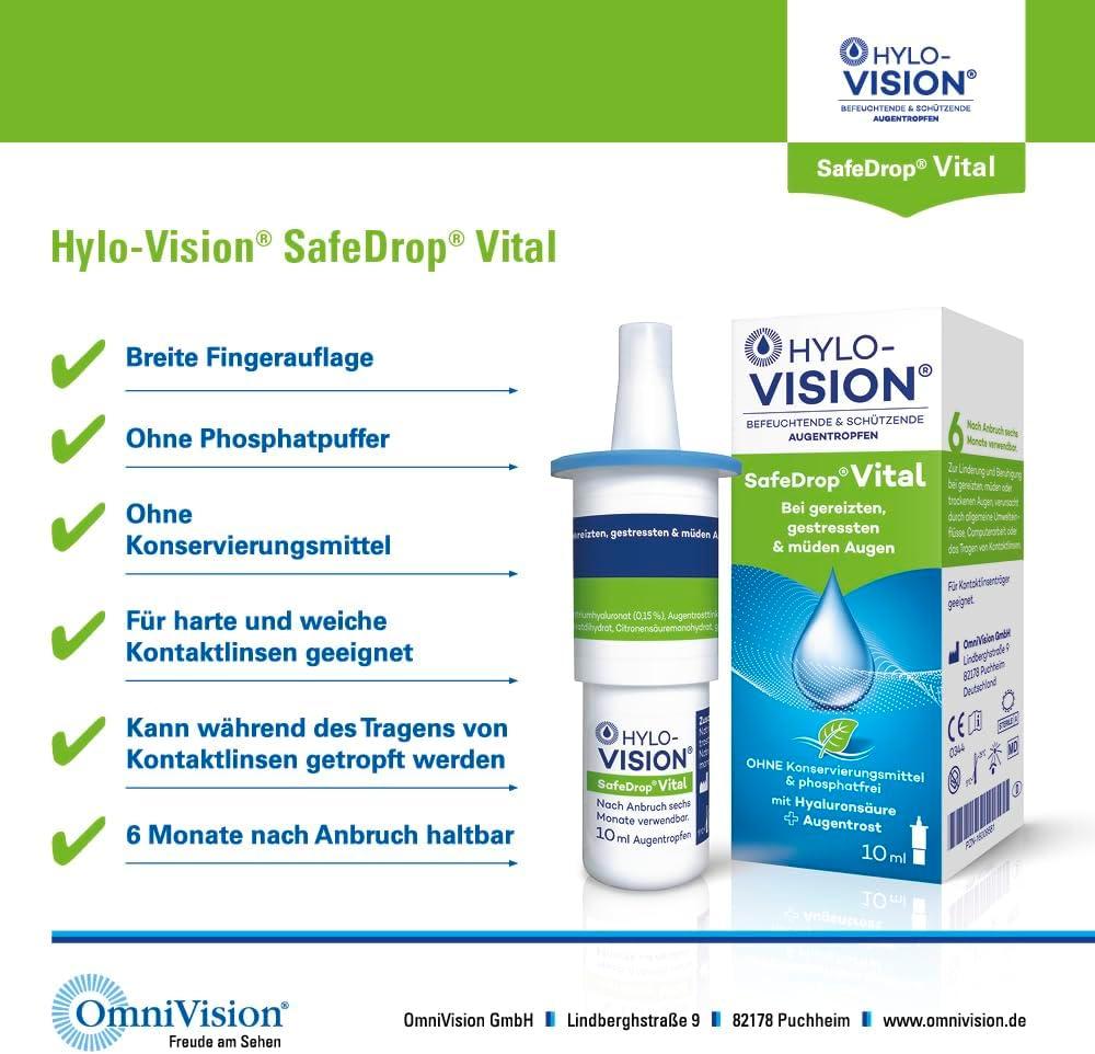 Hylo-Vision Safedrop Eye Drops - Irritated Stressed Eyes Relief ...