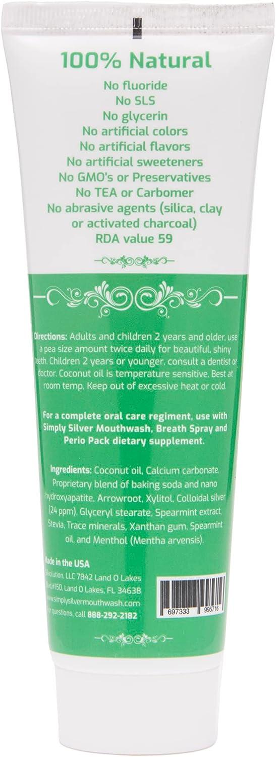 Simply Silver Spearmint Toothpaste - Nano Hydroxyapatite Formula ...