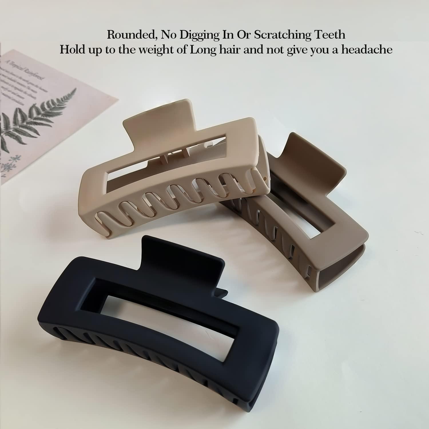 Venhay Hair Claw Clips 4 Inch Matte No Slip Jaw Clips for Thick Hair ...