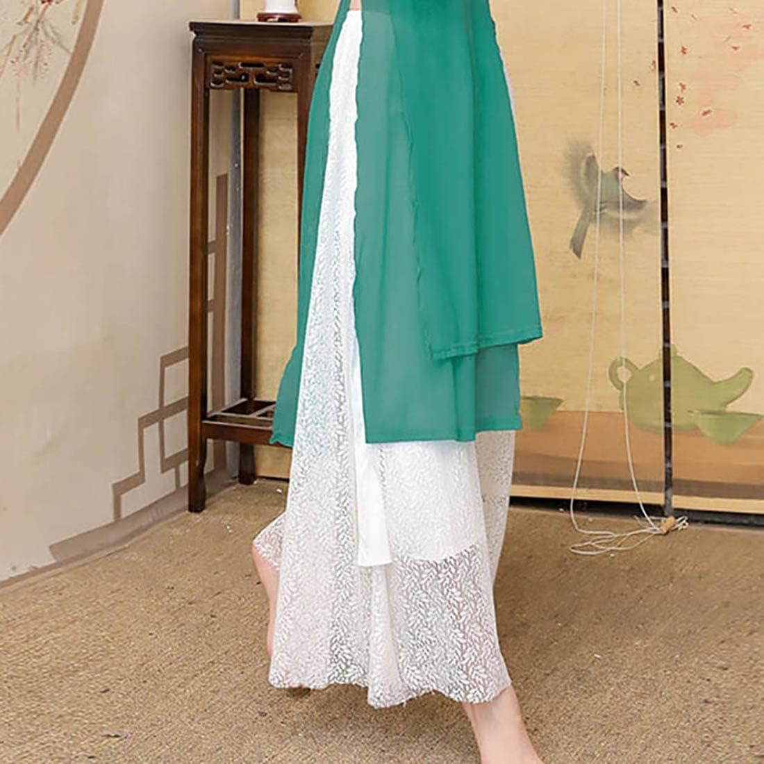 Classical Dance Costume: Women's Sheer Flowy Hanfu Top & Wide Leg Pants ...