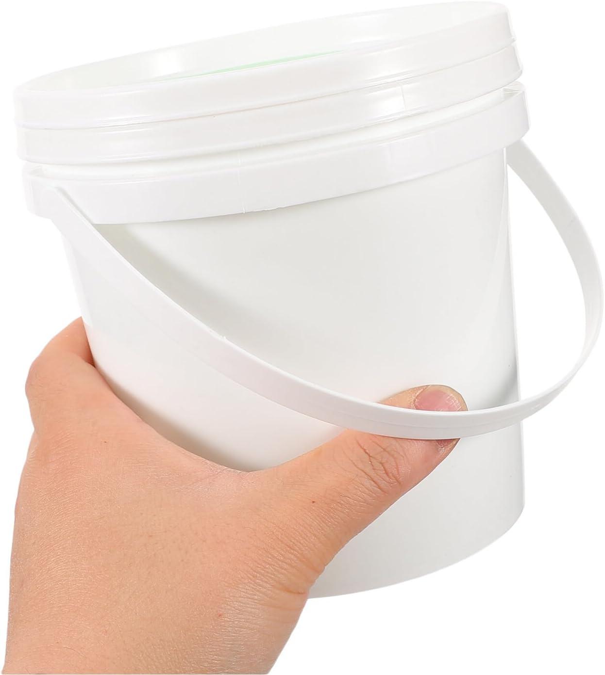 Veemoon 1-Liter White Plastic Bucket with Handle & Cover - All-Purpose ...