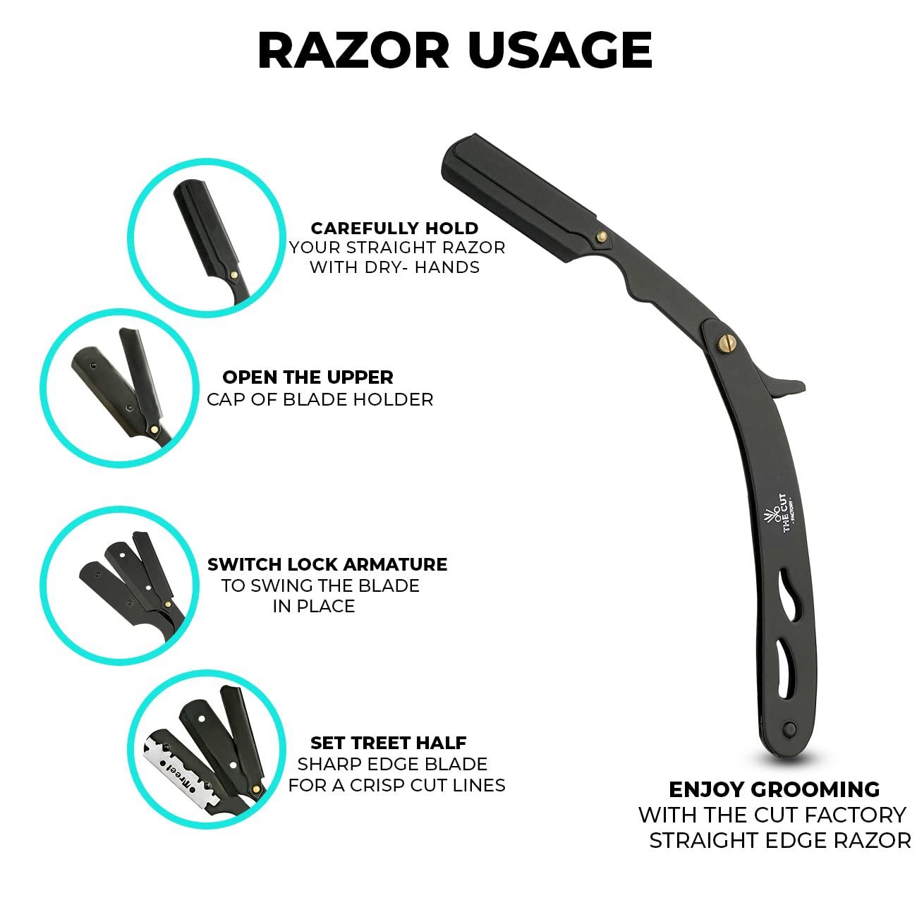 The Cut Factory Straight Razor with 100 Platinum Treat Single Blade ...