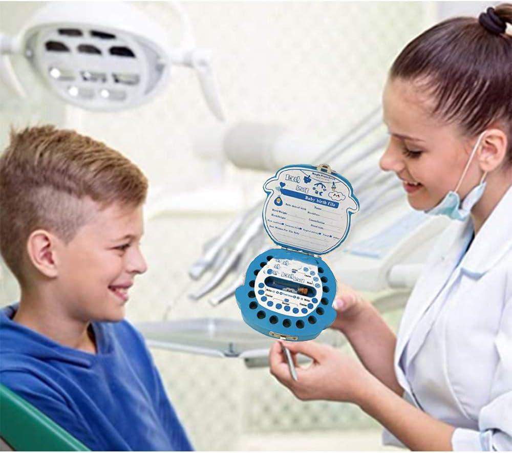 Kids Tooth Storage Box - Wooden Baby Teeth Keepsake Organizer (Blue ...