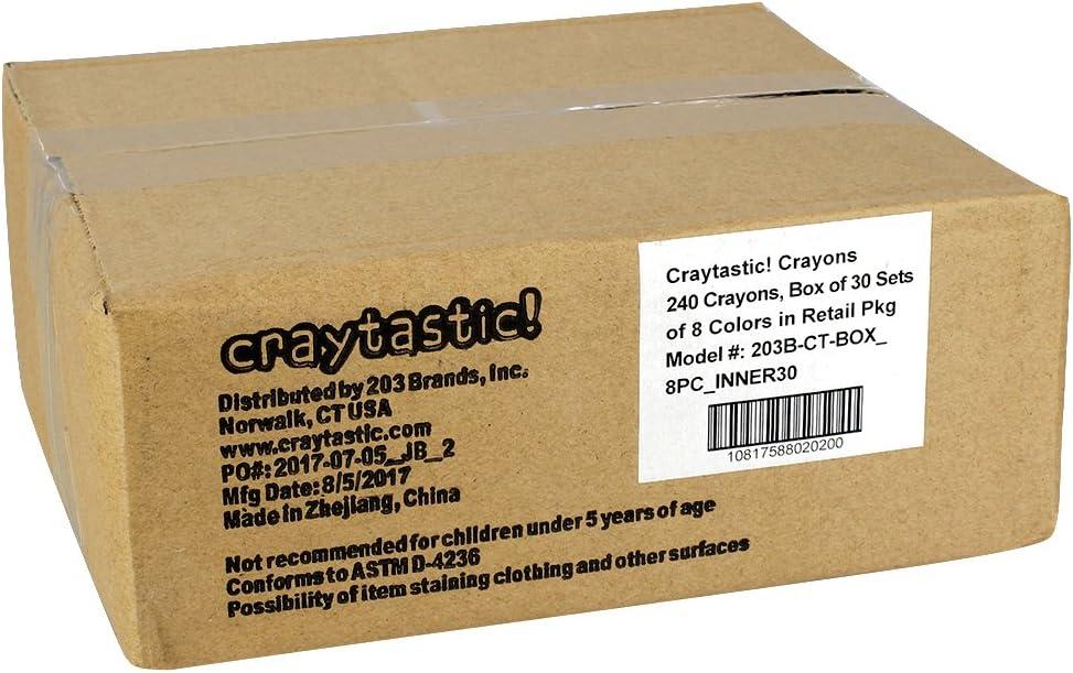 Craytastic Bulk Crayons Class Pack - 30 Boxes of 8 Colors, ASTM D-4236 ...