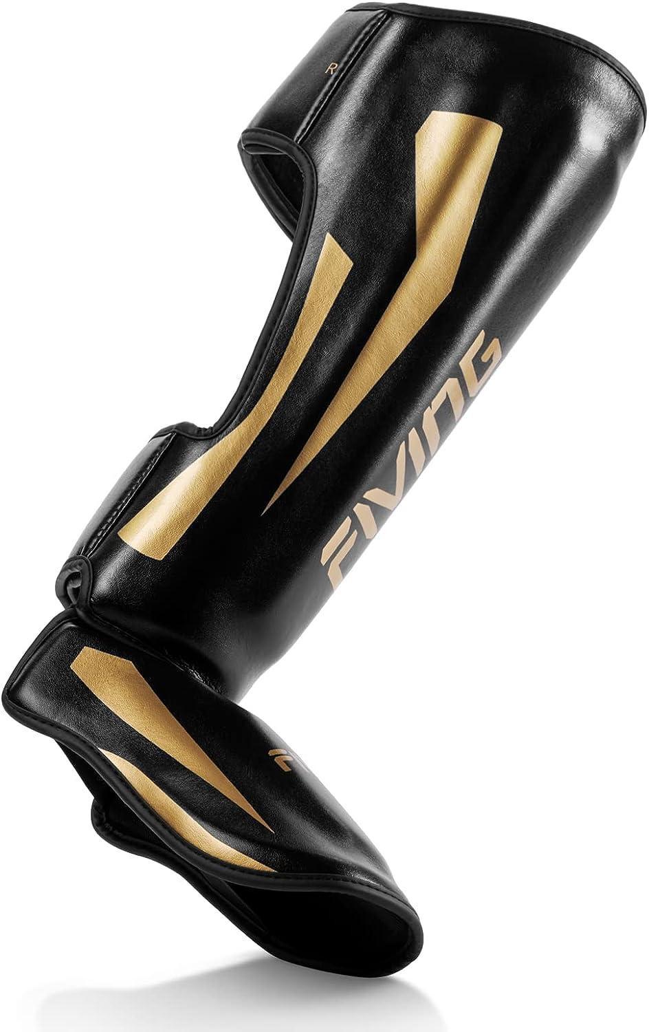 FIVING Martial Arts Shin Guards - Microfiber Leather, Adjustable Leg ...