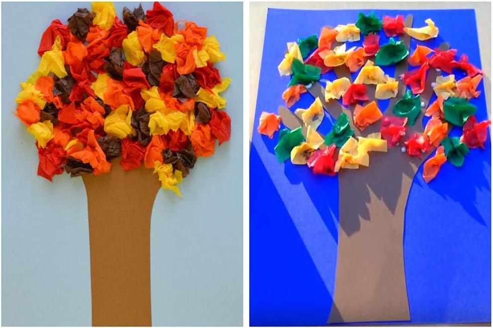 Exquiss 1600 Pcs Autumn Leaf Colors Tissue Paper Squares for DIY Craft ...