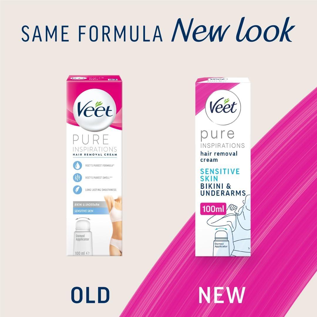 Veet Pure Hair Removal Cream Bikini & Underarm Sensitive Skin 100ml ...