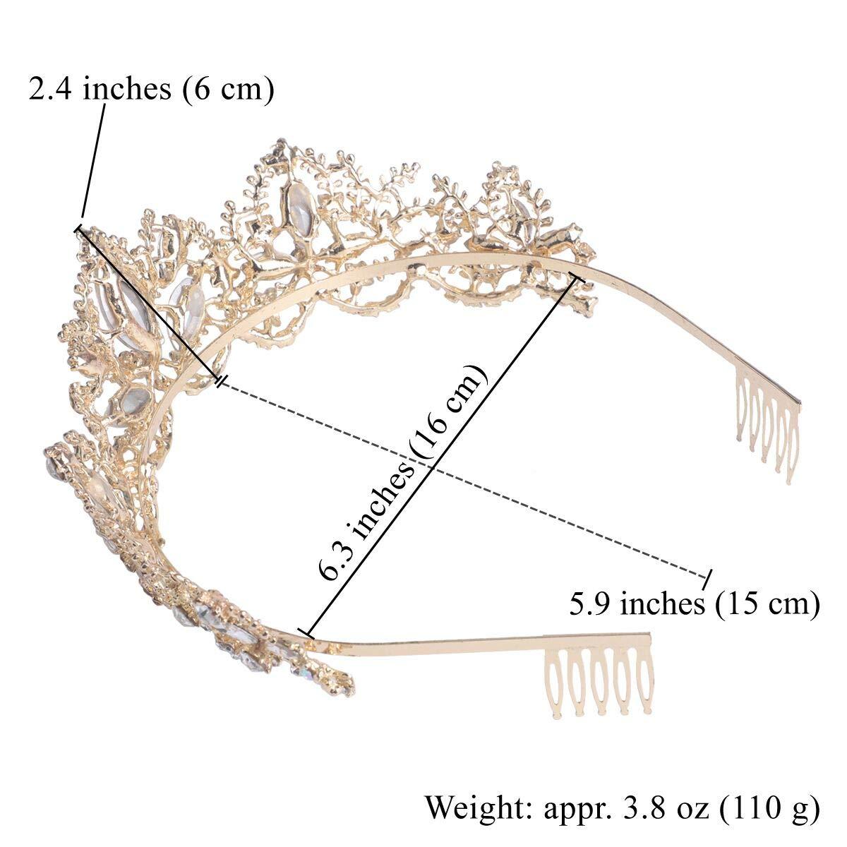 Sppry Women Baroque AB Crystal Tiara Comb - Gold Crown for Bridal Queen ...