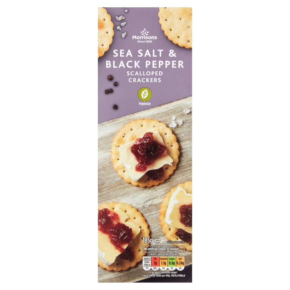 Morrisons Scalloped Cracked Black Pepper Crackers 185 g x 8 Cheese ...
