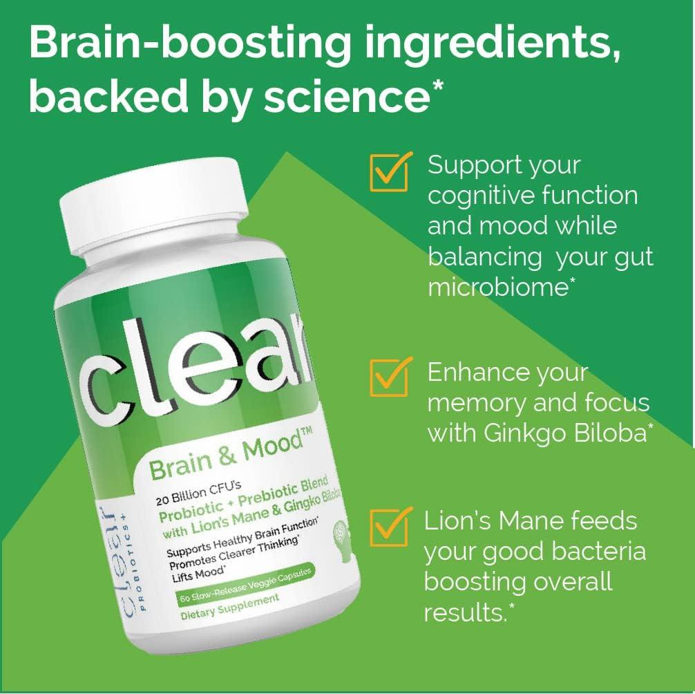 Clear Probiotics Brain and Mood Supplement - Supports Brain Fog Relief ...