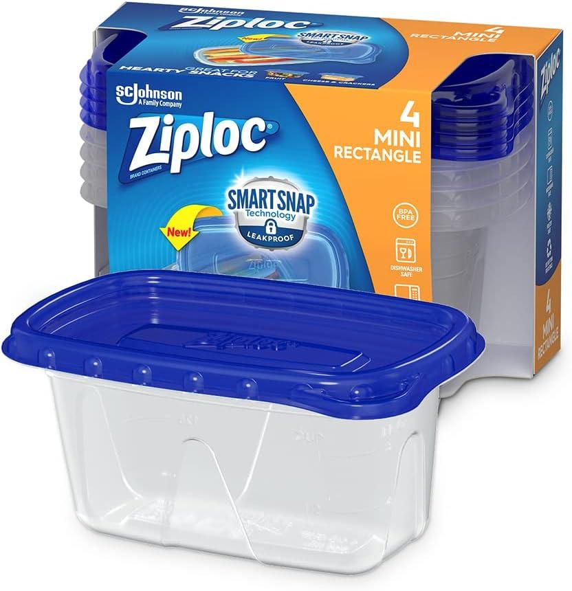 Ziploc Medium Rectangle Containers 1.8 Cups - 4 Count | Convenient ...