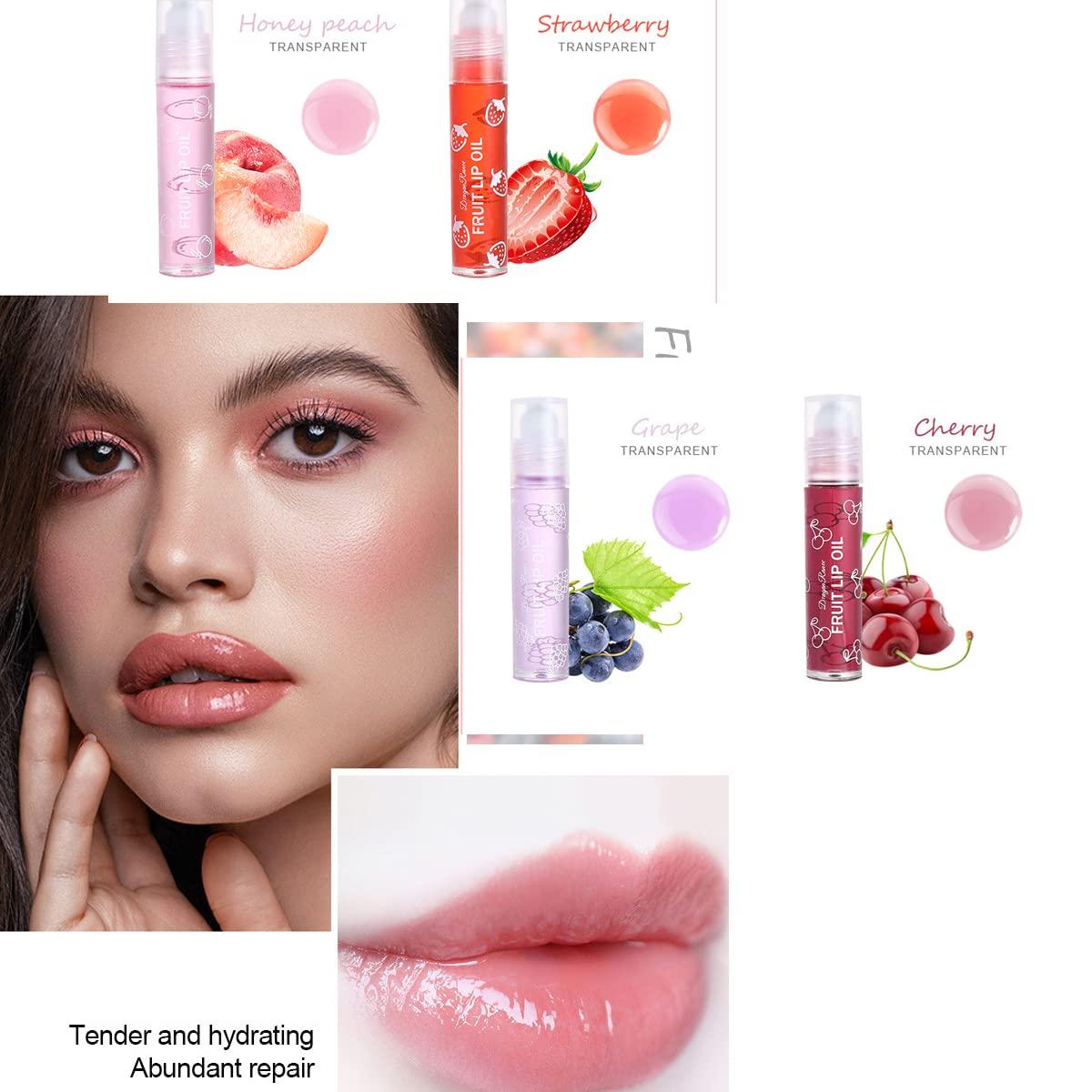 4 Pcs Fruit-Flavored Lip Gloss Set | Moisturizing Plumper Lip Oil ...