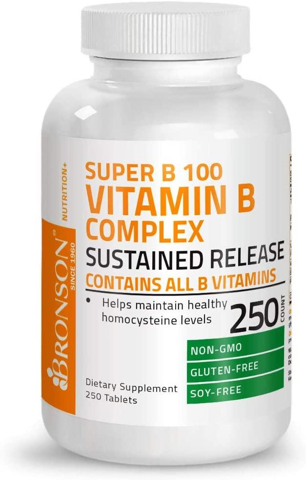 Bronson Vitamin B100 Complex - High Potency Sustained Release, 250 ...