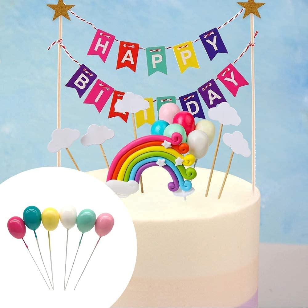 12 Pcs Birthday Cake Topper Sticks Colorful Mini Balloon Topper Sticks ...