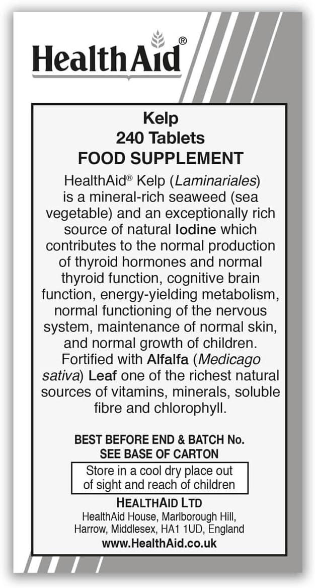HealthAid Kelp 240 Tablets - Natural Source of Iodine for Thyroid Support | Buy Now with Express ...