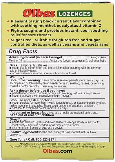 Olbas Lozenge Sf - Fast-Acting Natural Relief for Cold and Flu Symptoms