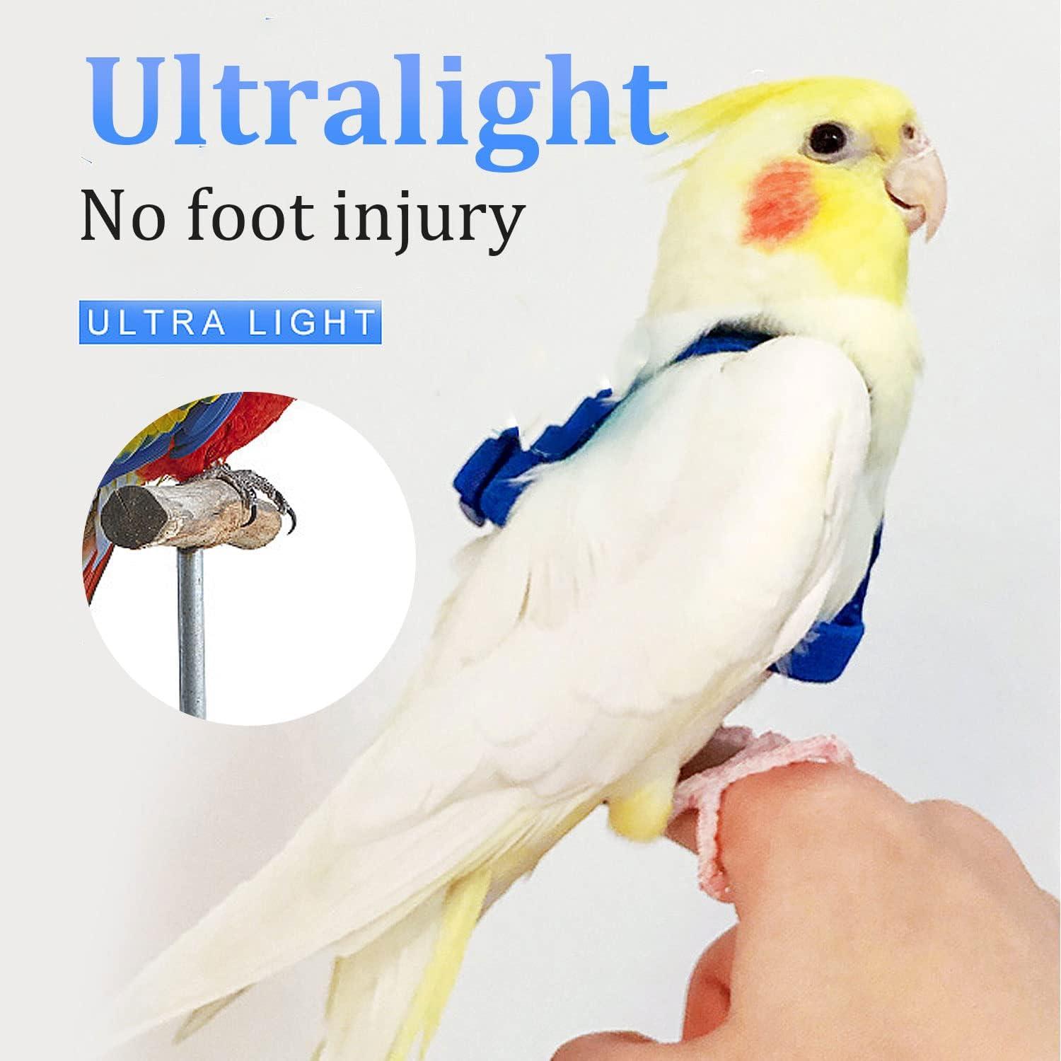 Newsmy Bird Harness Adjustable Feather Tether Parrot Harness Leash ...