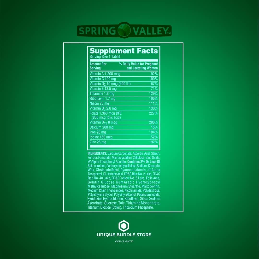 Spring Valley Prenatal Multivitamin 100 Count + 7 Day Pill Organizer ...
