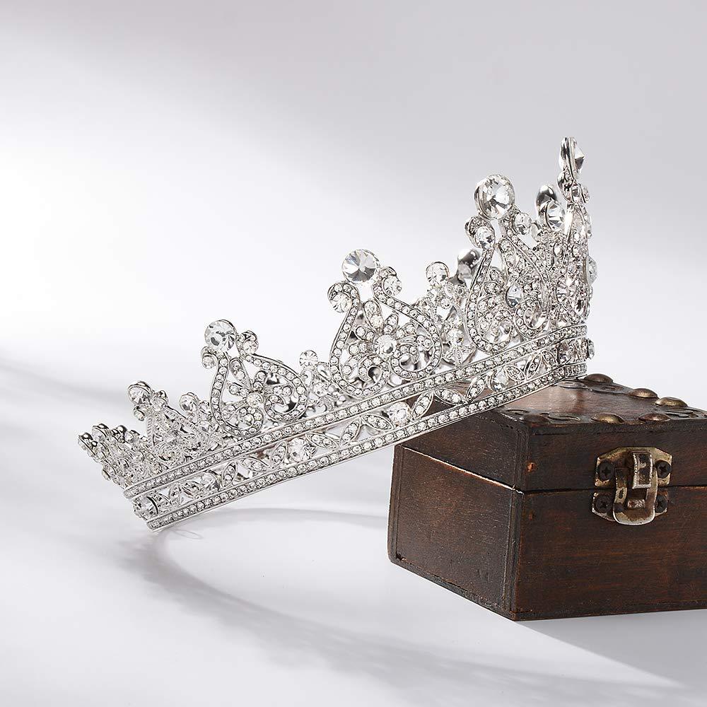 S SNUOY Silver Crystal Queen Crown - Perfect for Wedding, Pageant ...