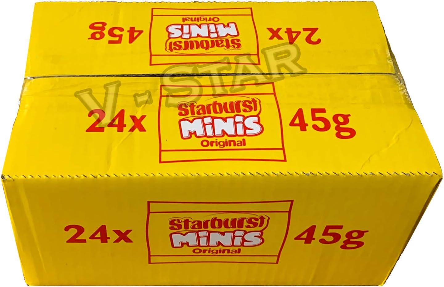 STARBURST MINIS Original Fruit Chews 24 x 45g Bags Full Box Fruit Juice ...