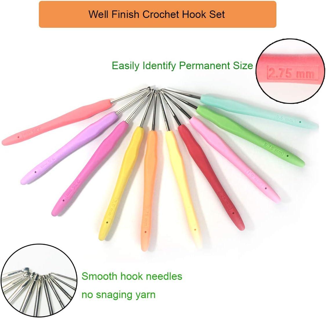 Set of 10 Small Size Crochet Hook Set, Ergonomic Handle Crochet Hook ...