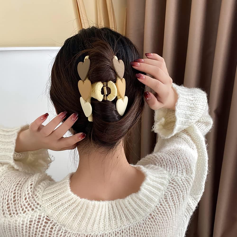 Sweet Heart Shape Acrylic Hair Claw Crab Clip for Women and Girls ...