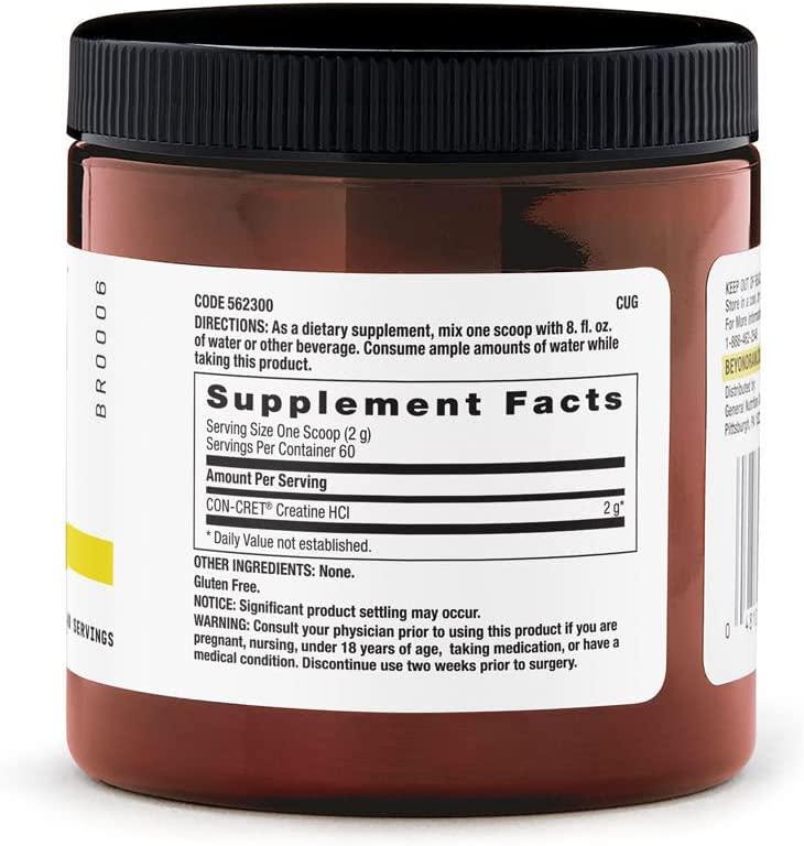 Beyond Raw Chemistry Labs Creatine HCl Powder - 60 Servings | Enhances ...