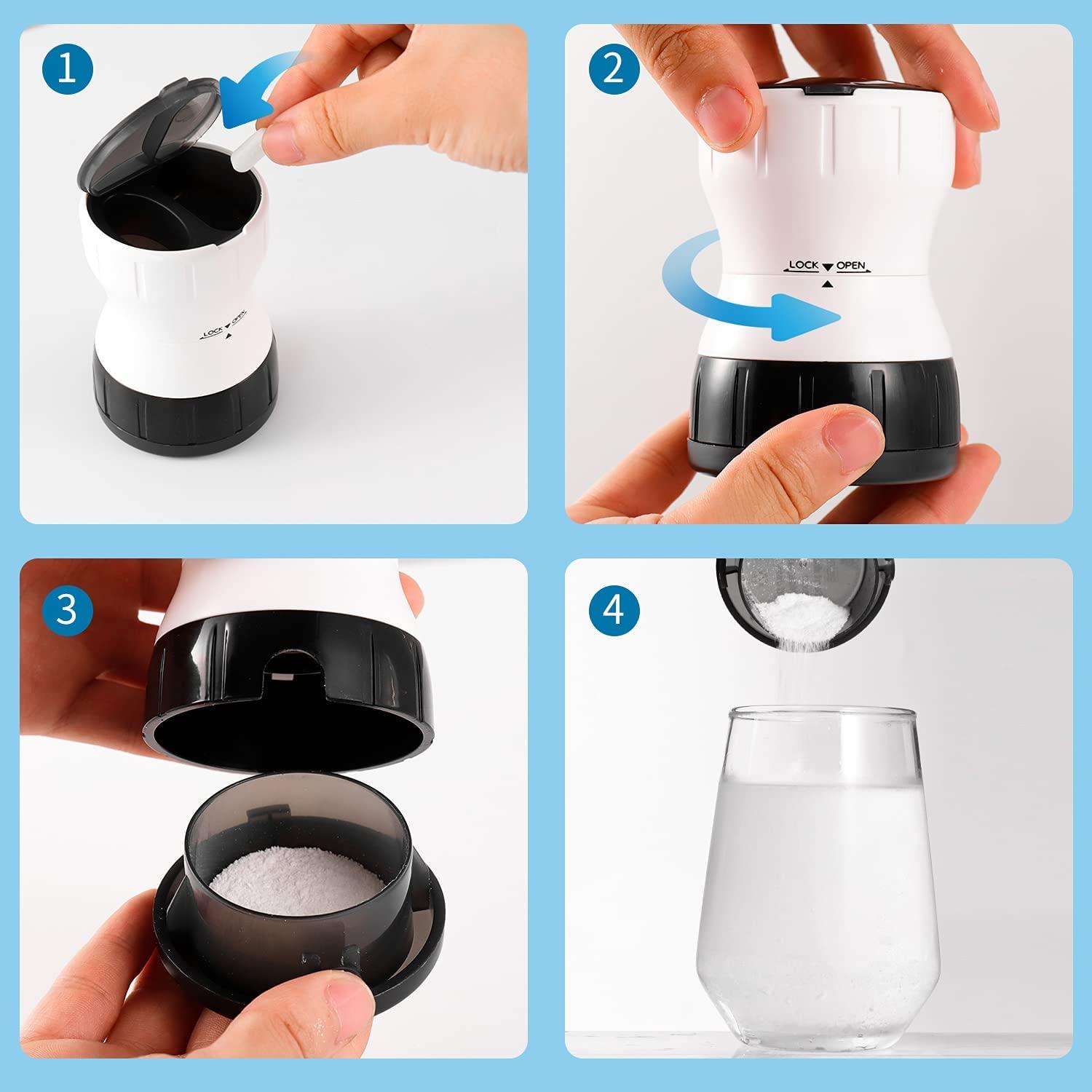 KIRIYUUKI Pill Grinder with Pill Box Container,Med and Vitamin Tablet ...