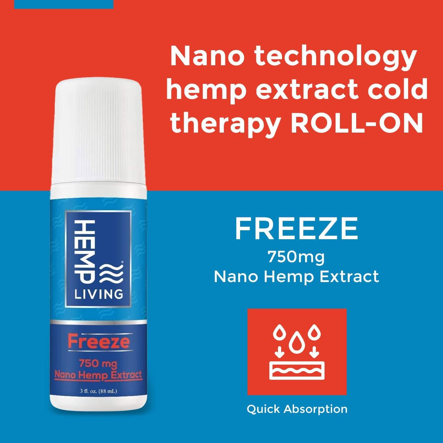Hemp Living Freeze Nano Hemp Extract Roll On Cold Therapy - 750mg 3 oz ...