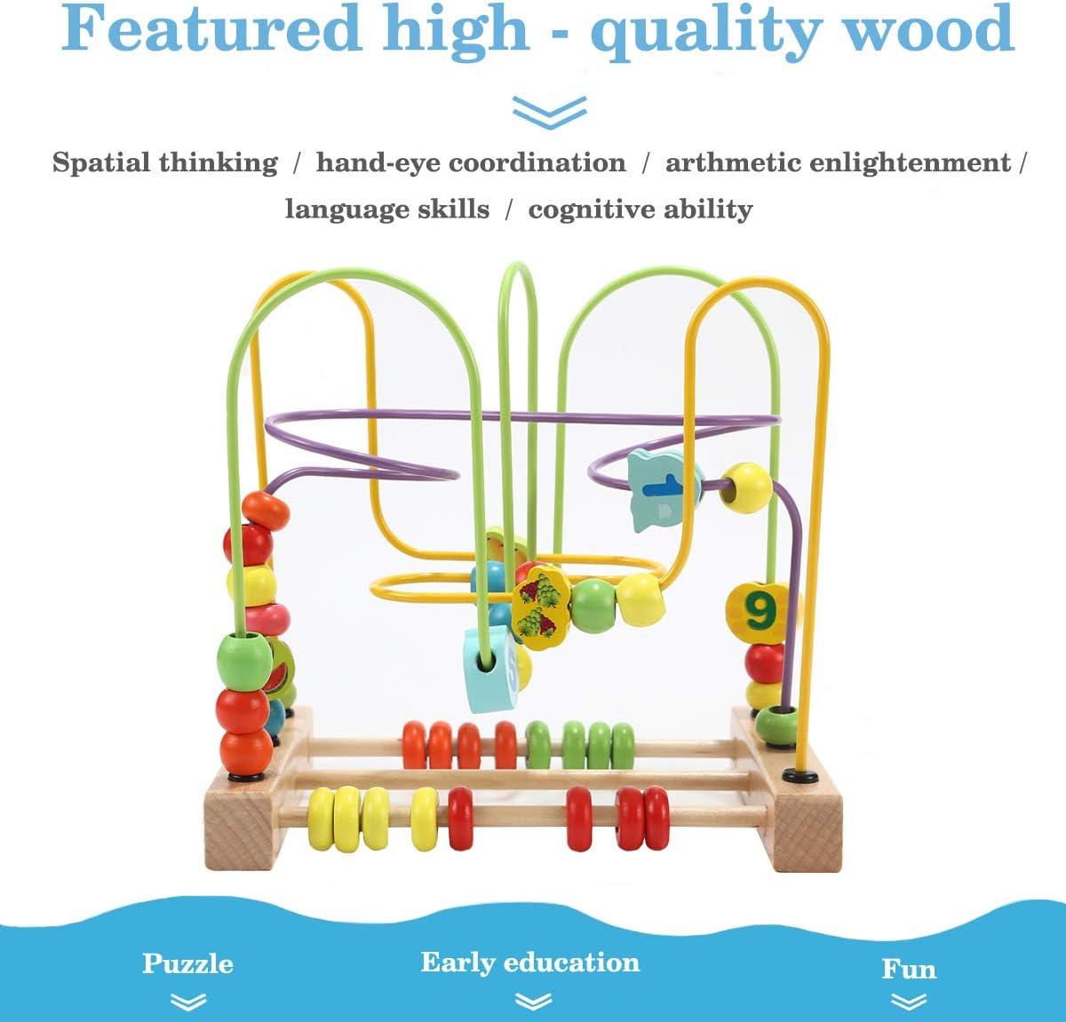 Jacootoys Wooden Motor Skills Loop Roller Coaster - Educational Bead ...