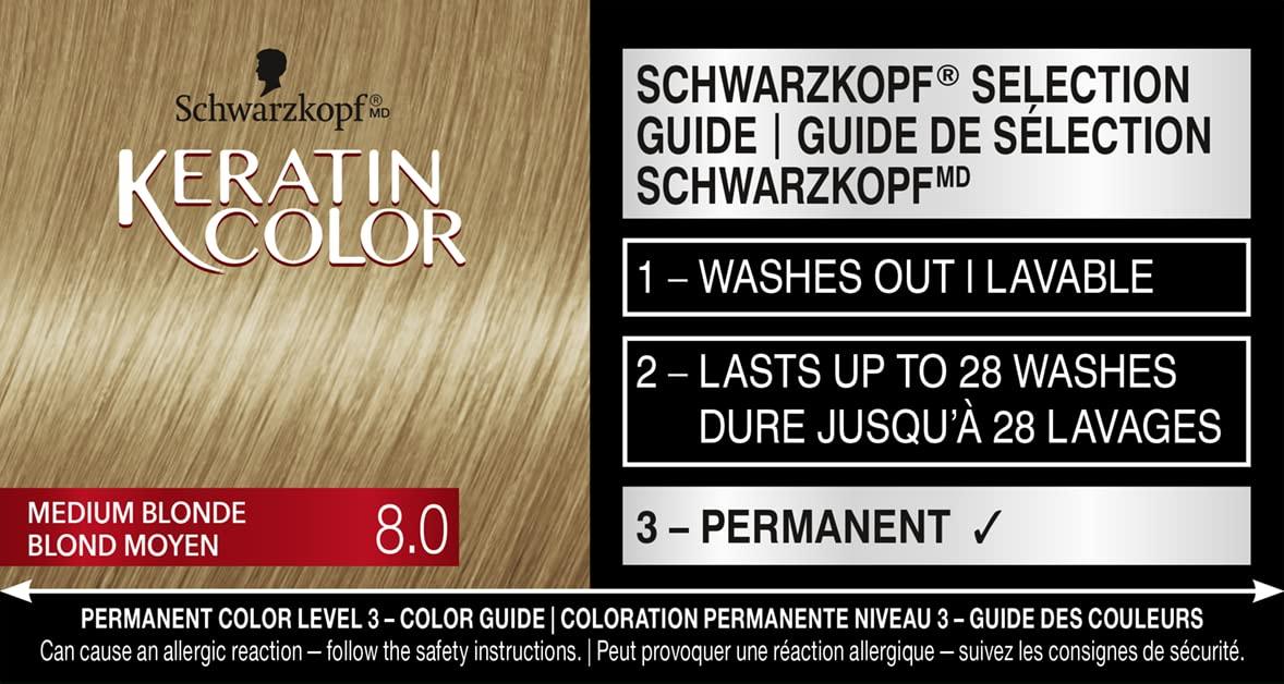 Schwarzkopf Keratin Color 8.0 Medium Blonde Hair Color Cream ...