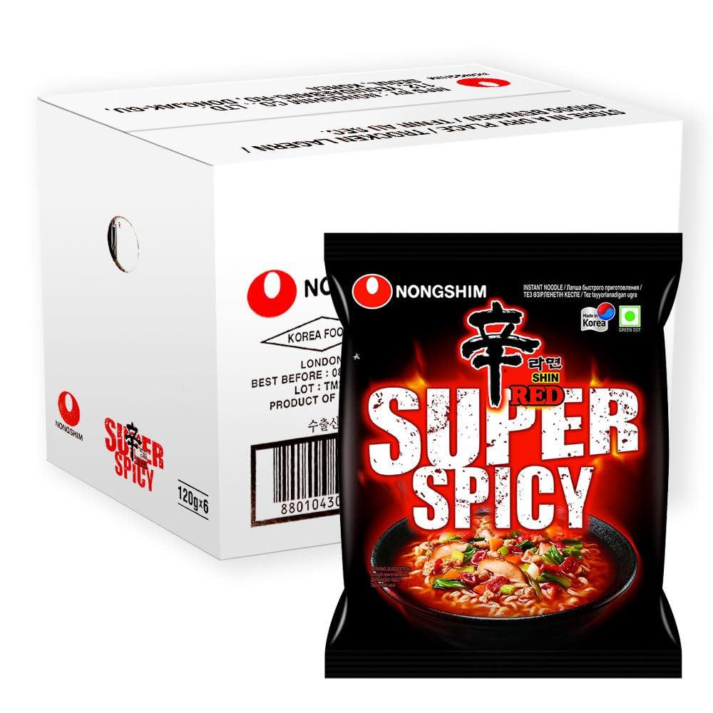 Nongshim SHIN RED Ramyun Super Spicy Ramen Noodles 120g (Pack of 6 ...