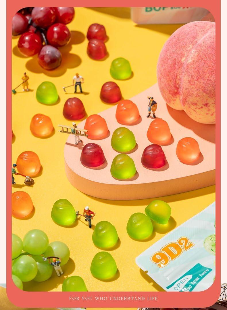 White peach candy Peeled gummies 68g/pack Mixed fruit fudge 50% fruit ...