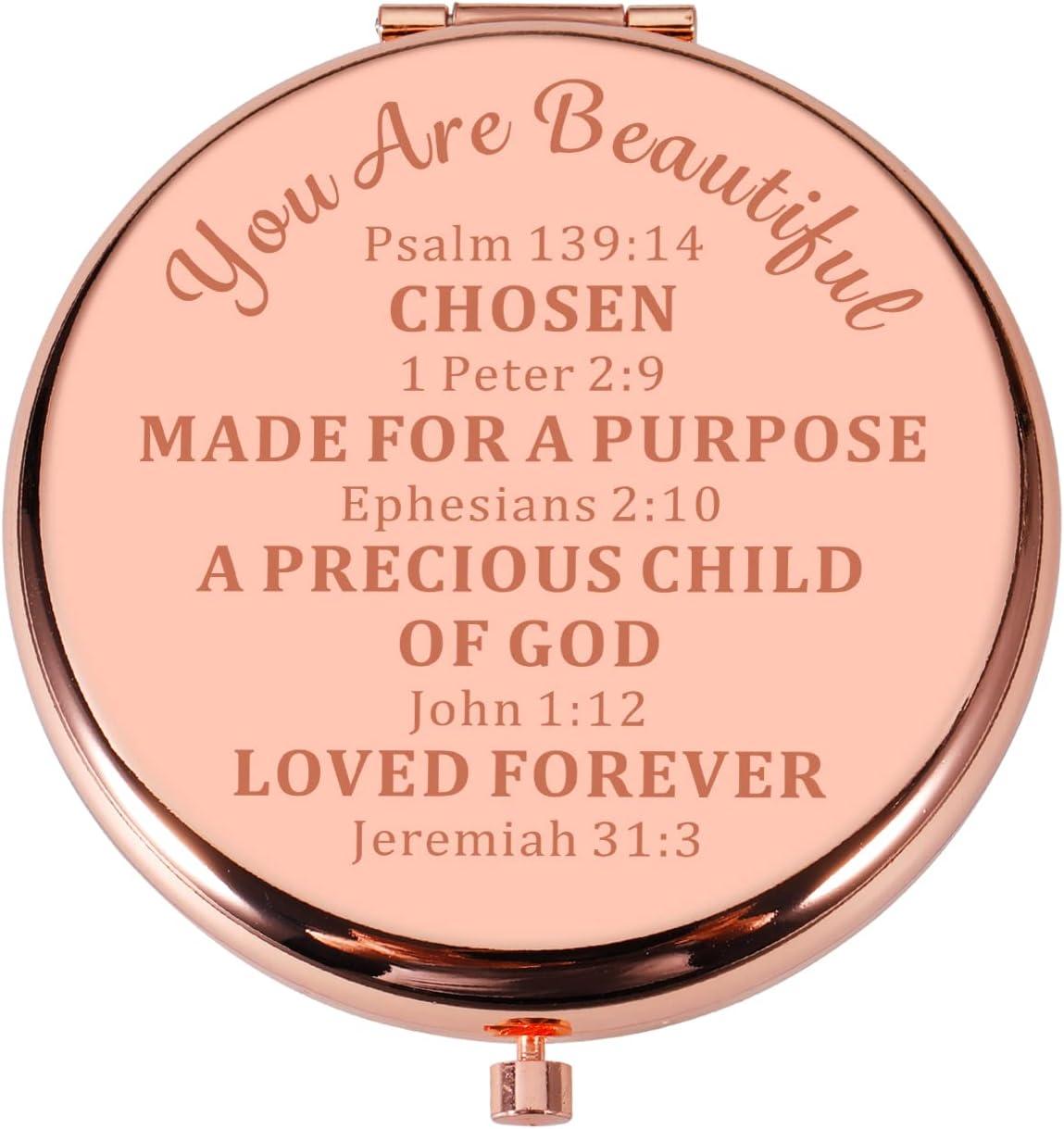 Inspirational Christian Compact Makeup Mirror for Women - Bible Verse ...