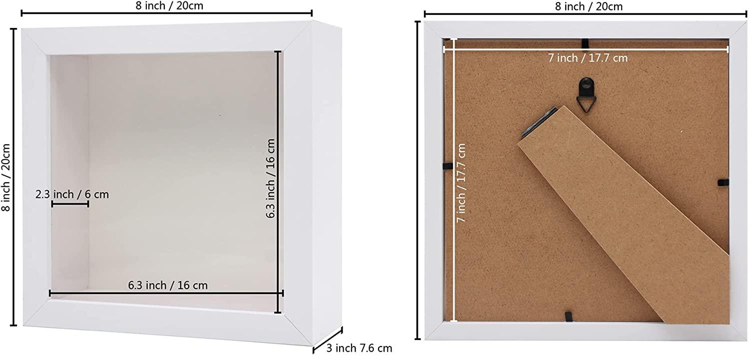 7x7 White Shadow Box Frame - Deep Display Case for Dried Flowers ...