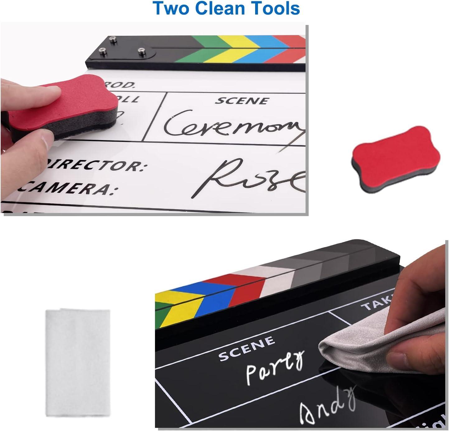 ANTEEKE 10x12inch Acrylic Movie Clapper Board Set - Film Clapboard for ...