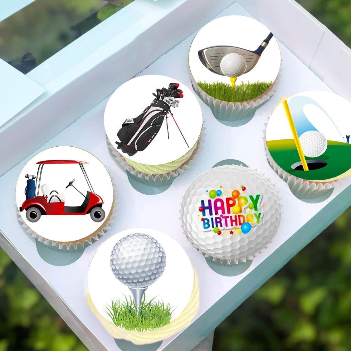 24 x Pre-Cut Golf 3 Edible Stand up Wafer Paper Cupcake Toppers Cake ...