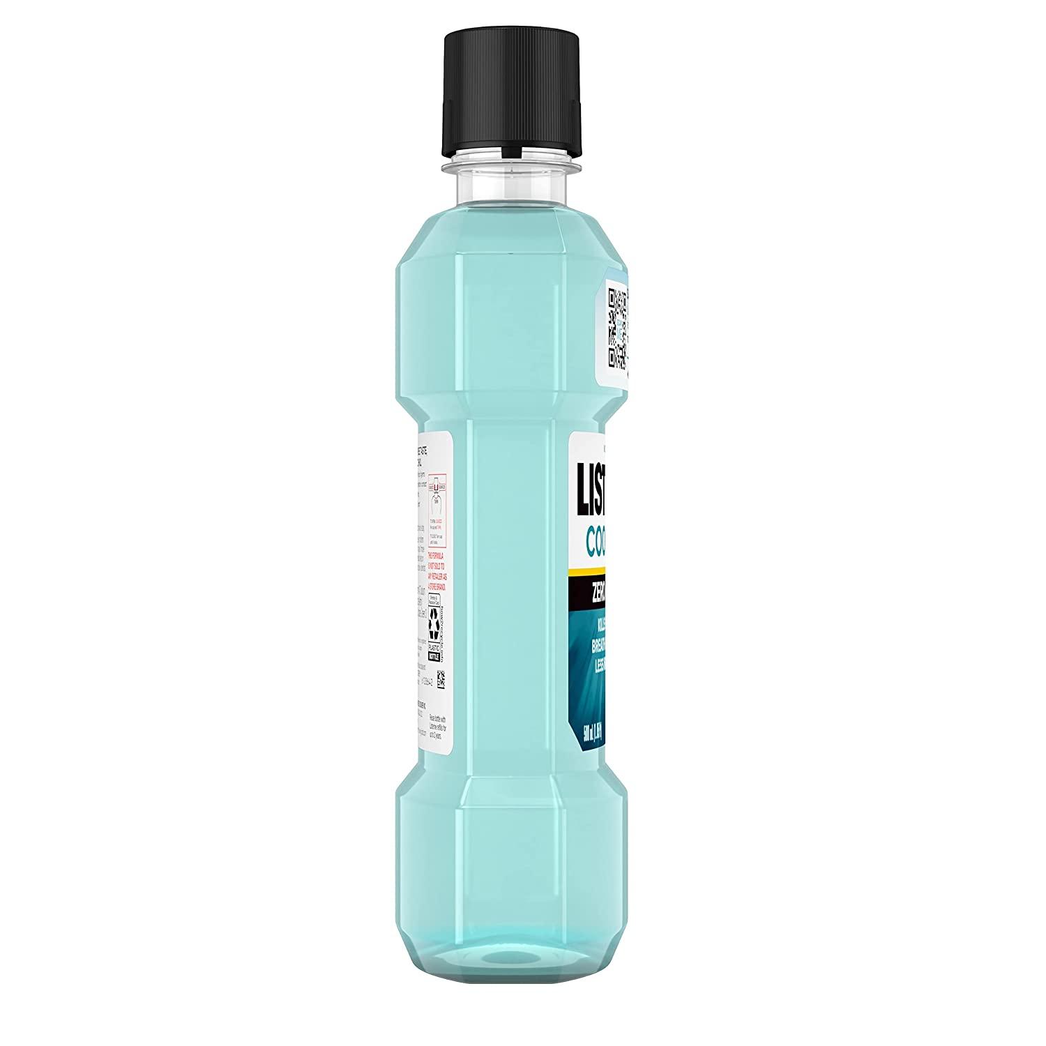 Listerine Cool Mint Zero Alcohol Mouthwash, Less Intense Alcohol-Free ...