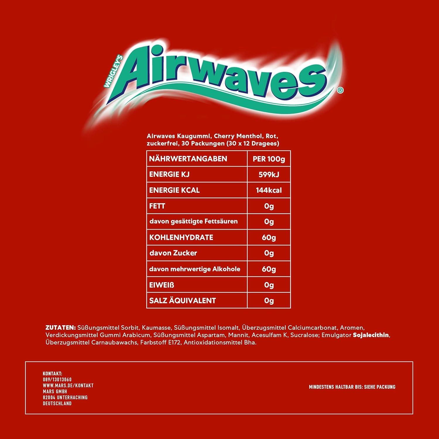 Airwaves Chewing Gum Cherry Menthol - Sugar-Free Fresh Breath | 30 ...