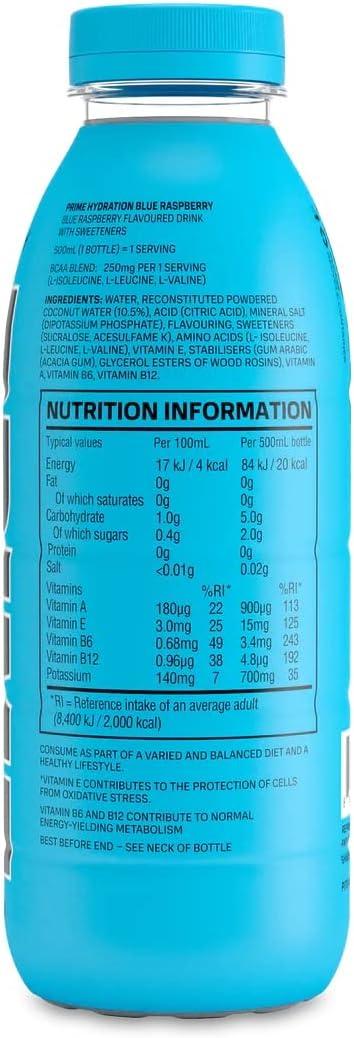 Prime hydration drink 500ml Blue Raspberry Blue Raspberry 500 ml (Pack ...