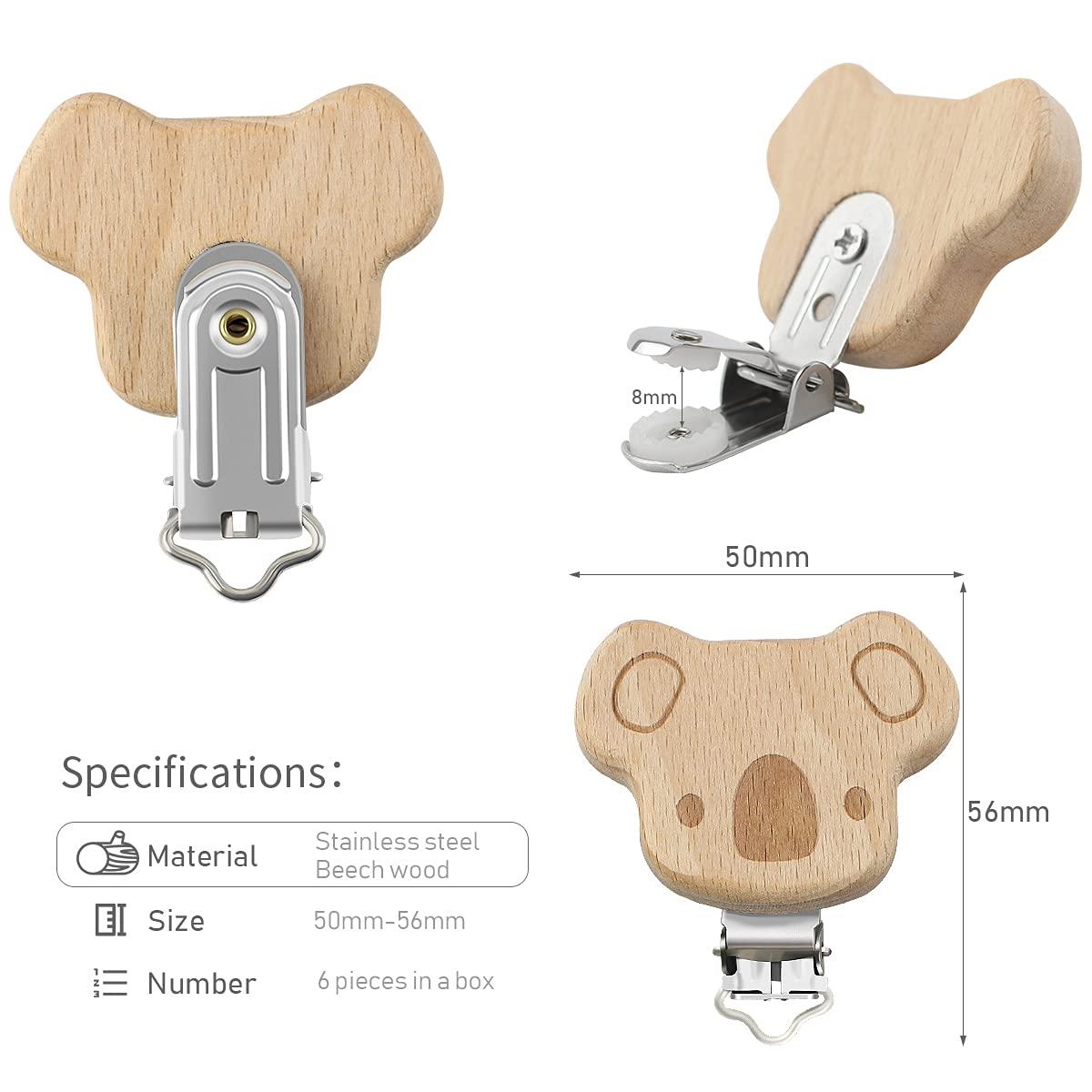 Artestar 6-Piece Wood Pacifier Clip Set | Chic Pacifier Chain ...