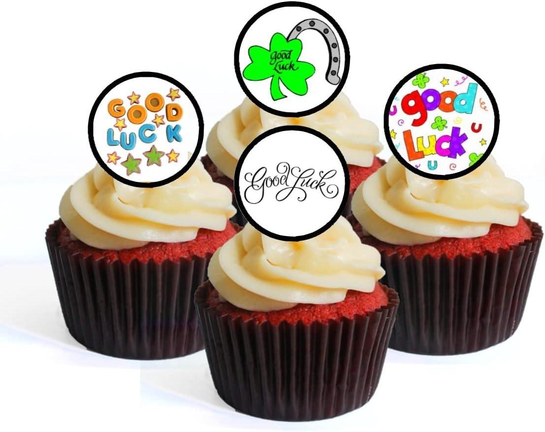 48 Good Luck Edible Cupcake Toppers Premium Thickness SWEETENED VANILLA ...