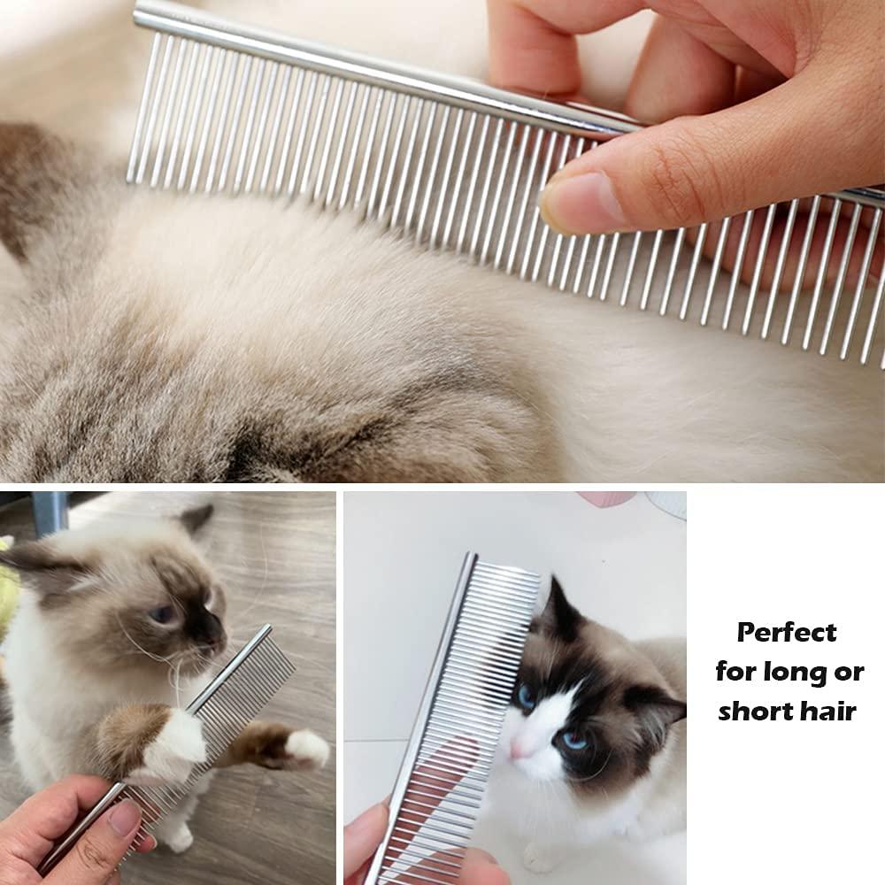TanDraji 2 Pack Metal Dog & Cat Combs for Grooming | Stainless Steel ...