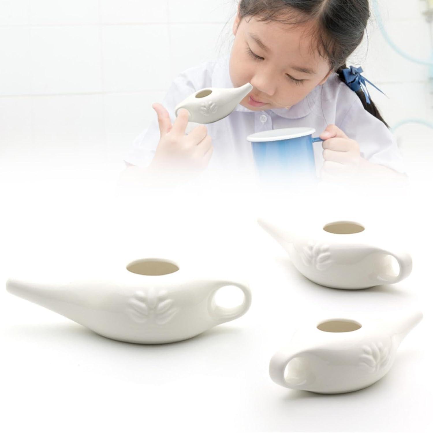 Ceramic Neti Pot 250ml Durable Ceramic Neti Pot with Handle Handcrafted ...