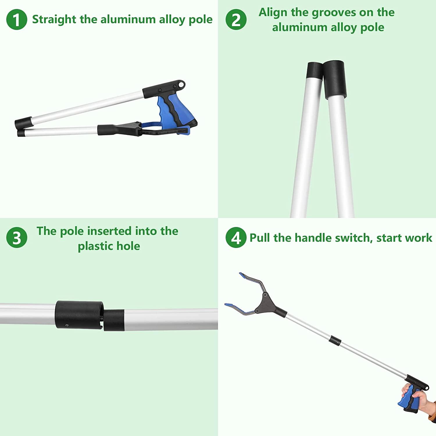 2 Pack 32 Inch Reacher Grabber Tool with 360 Rotating Jaw - Foldable ...