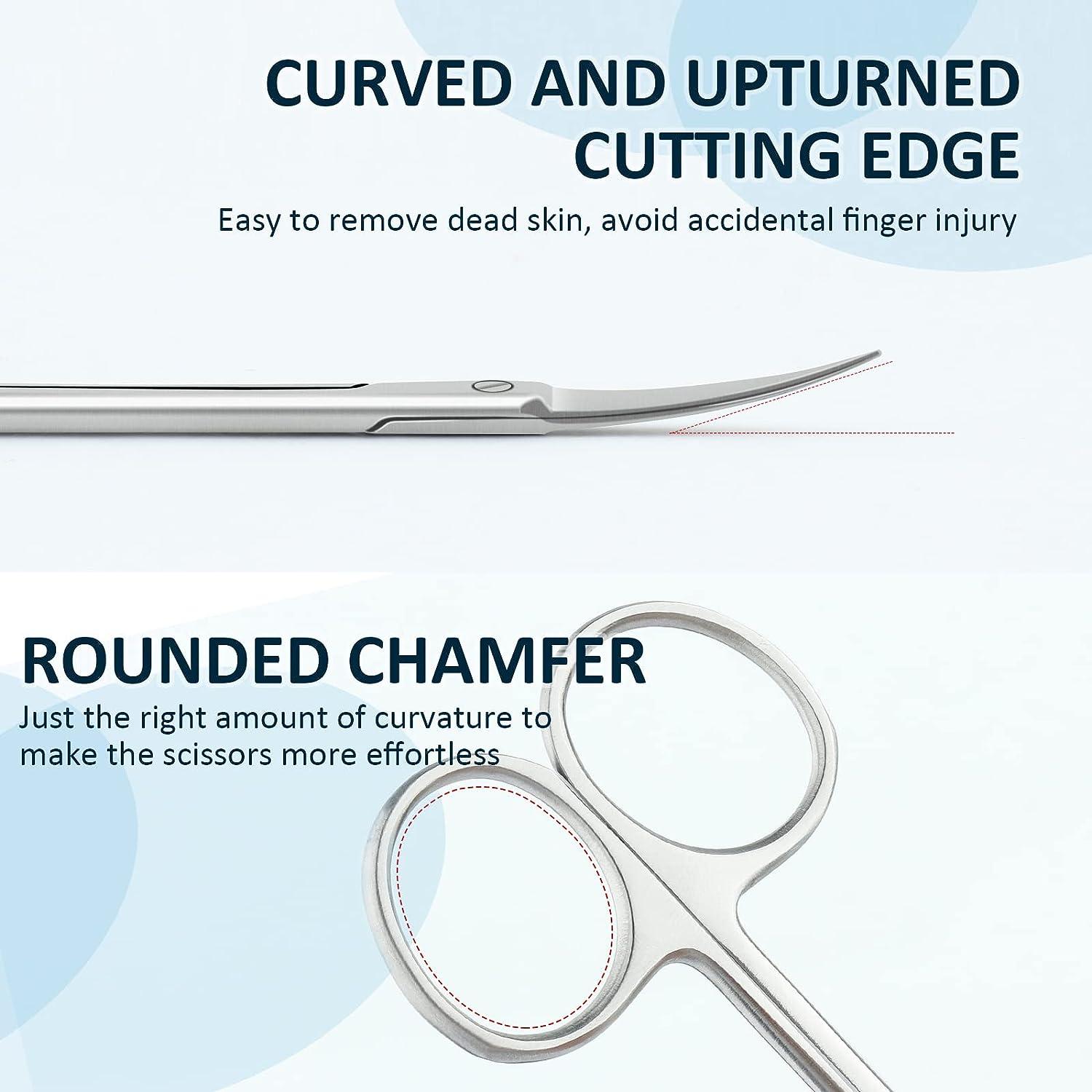 Qunzhao Curved Cuticle Scissors - Stainless Steel Grooming Blades for ...