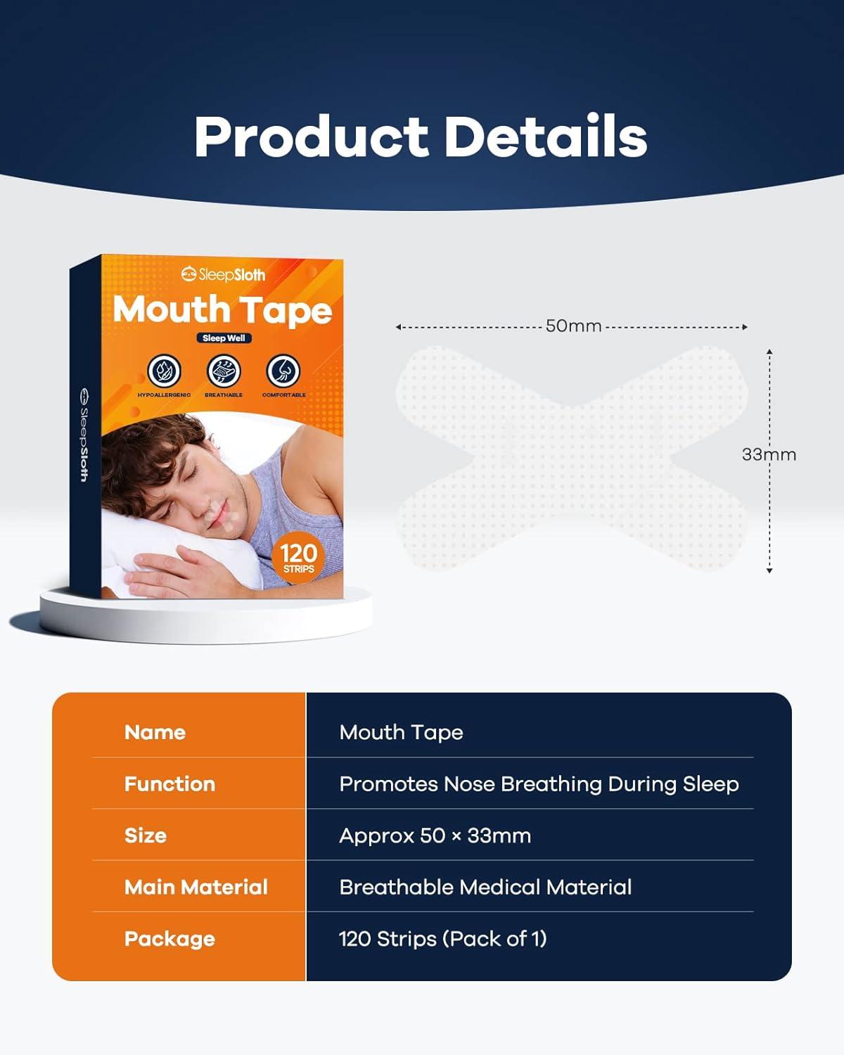 SleepSloth Mouth Tape (120 Count) for Better Nose Breathing and ...