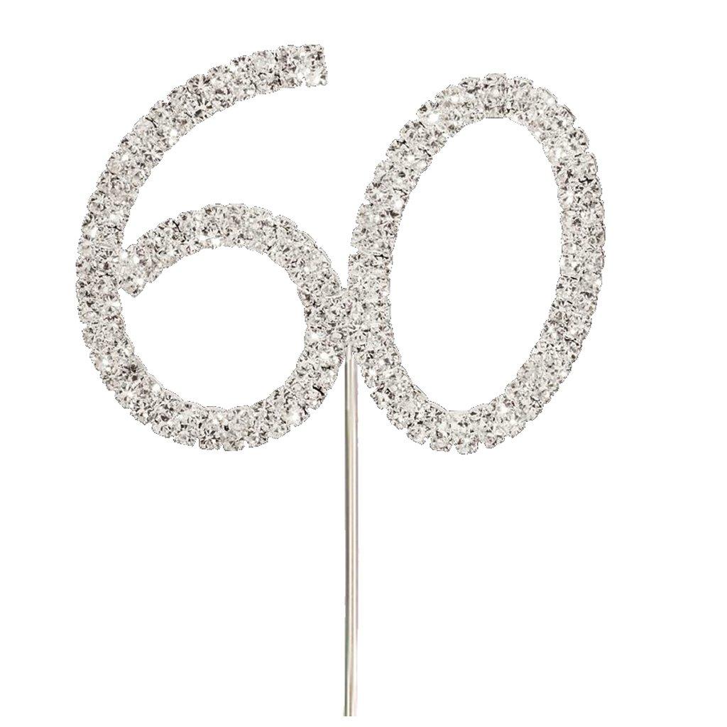 Sparkly Diamante Cake Topper Number 60 Sale Price 60th Silver | Buy Now ...