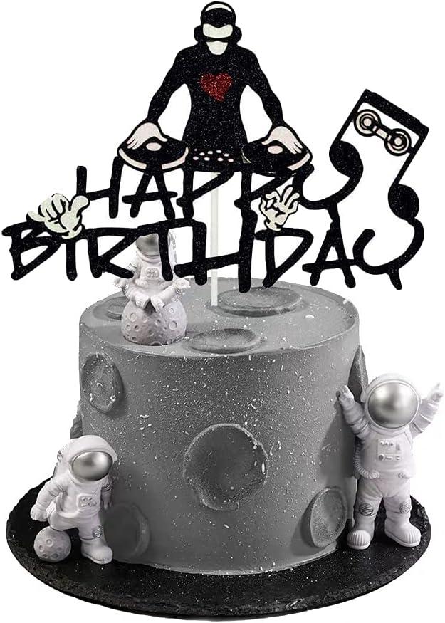 HAKPUOTR DJ Happy Birthday Cake Topper Hip Hop Cake Topper Disco Theme ...